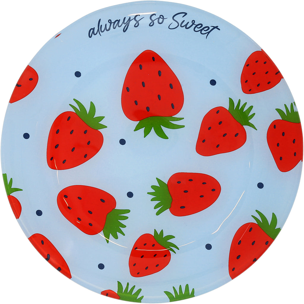 Strawberries 8" Glass Appetizer Plate – Pavilion - Wholesale