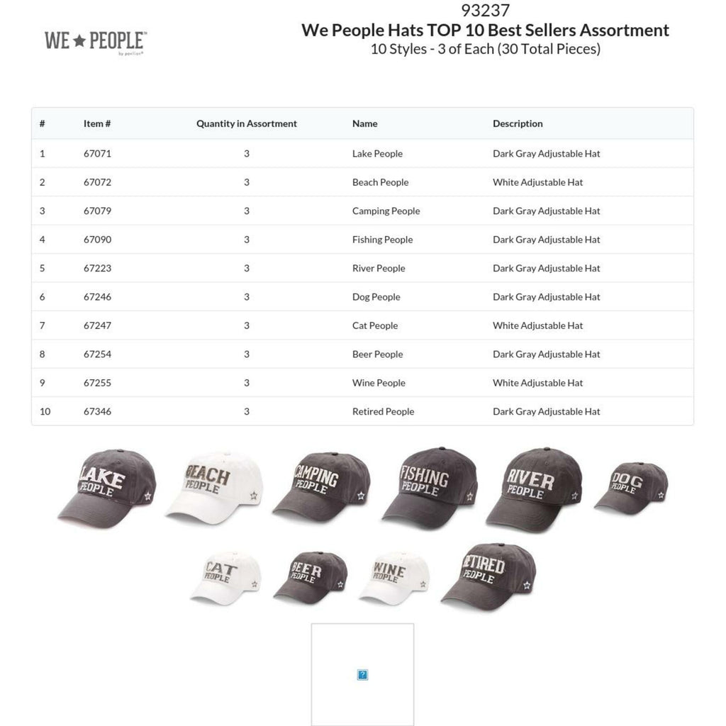 We People Hats TOP 10 Best Sellers Assortment 30 pcs, 10 styles/3 each ...